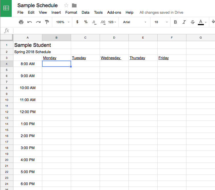 Can I Make A Class Schedule In Google Sheets SUU Help Center