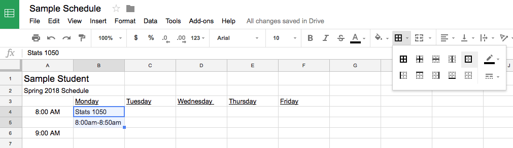 Can I Make A Class Schedule In Google Sheets SUU Help Center
